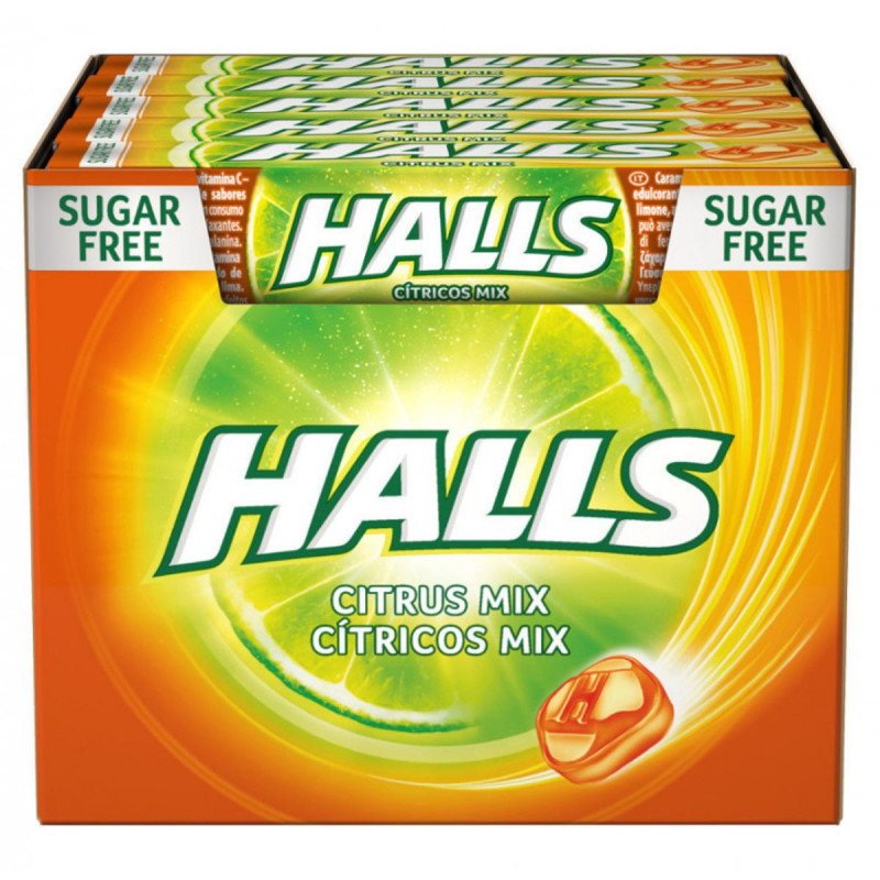 Halls Citrus Mix Sem Açúcar 32g 20u - Refresque o seu hálito! - hipergol.pt