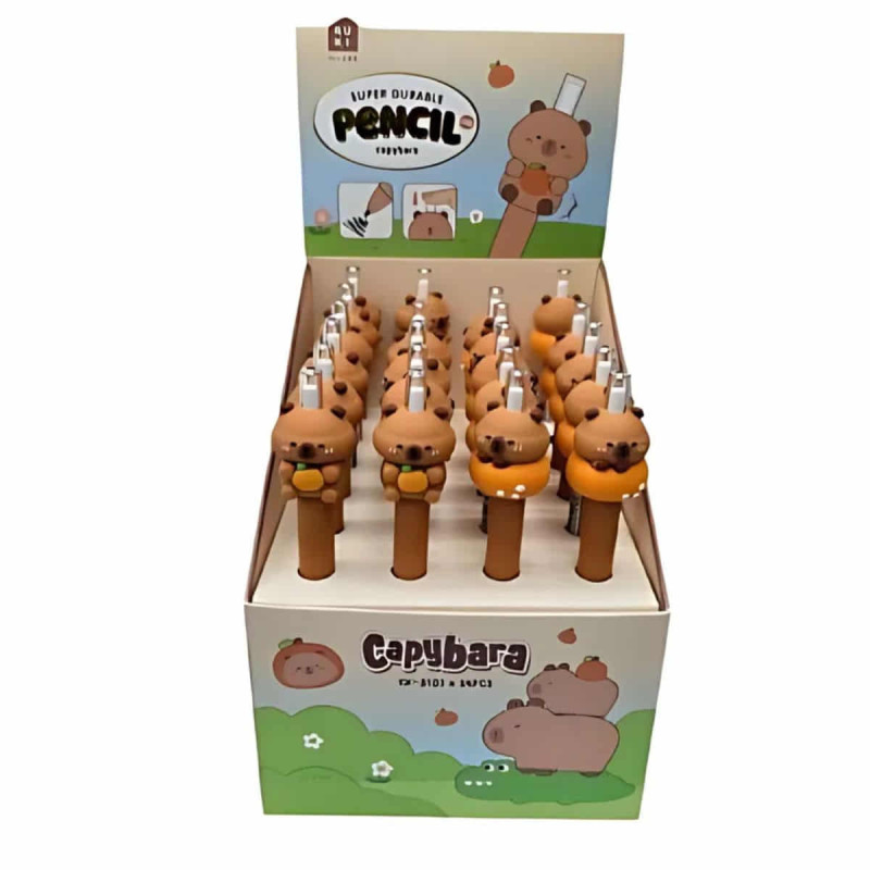 Lápiz infinito Capybara expositor 24 unidades kawaii - hipergol.com